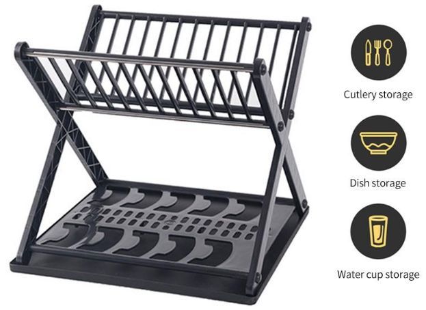 Escurridor De Platos Con Diseño En X Color NEGRO | Sodimac Perú