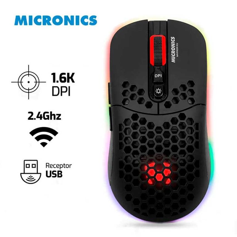 Mouse MICRONICS WARRIOR RX MICGM828RX Inalambrico 1600 Dpi Rgb Negro ...