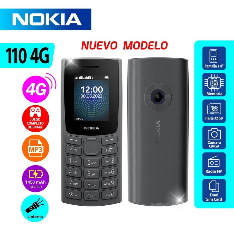 Celular Nokia 110 4G - Dual Sim - Azul NOKIA | falabella.com