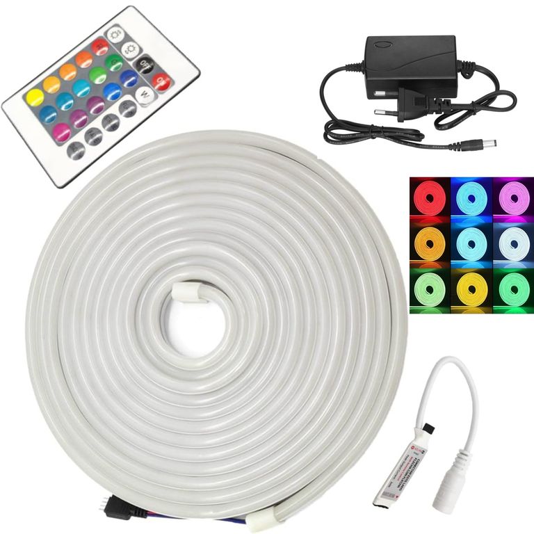 Luces Led Neón Rgb Multicolor con control remoto y transformador ...