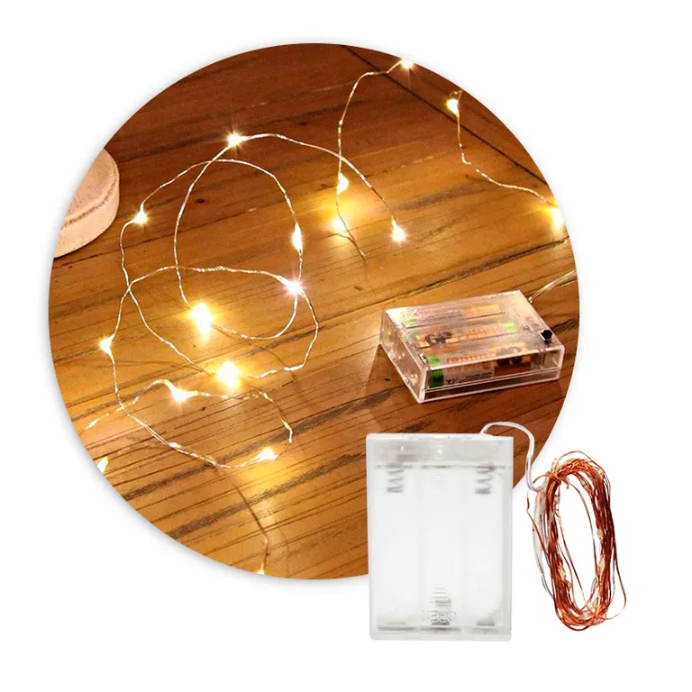 Luces led hada 5 metros // 50 leds a pilas // Guirnalda Color Amarilla ...