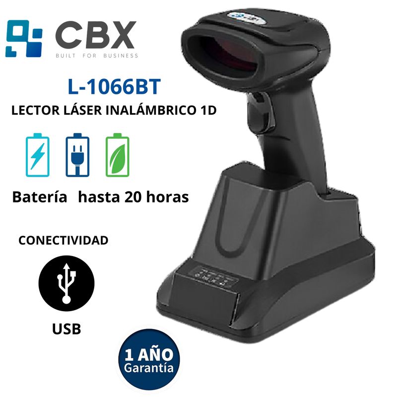 LECTOR CODIGO DE BARRA CBX NEGRO L-1066BT INALÁMBRICO 1D USB CBX | falabella.com
