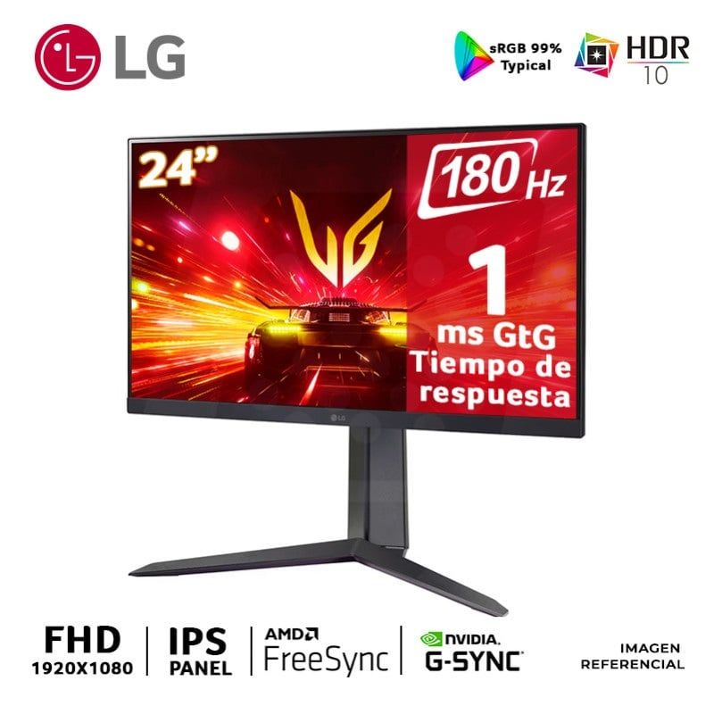 MONITOR GAMER LG ULTRAGEAR 24GN65R-B, 23.8" LED, FHD IPS, 144HZ, 1MS LG ...