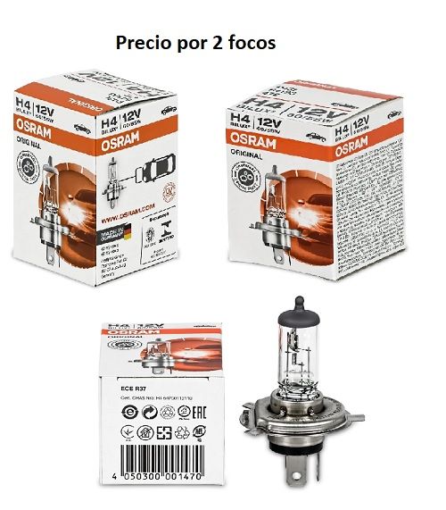 Foco H4 2 Unidades Halógeno 12V 60/55W P43t OSRAM | Falabella Perú