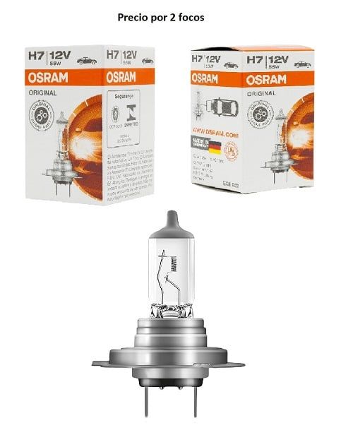 Foco H7 2 Unidades Halógeno 12V 55W PX26d OSRAM | falabella.com