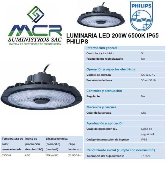 LAMPARA LED 200W 6500K IP65 28000LM PHILIPS PHILIPS | falabella.com