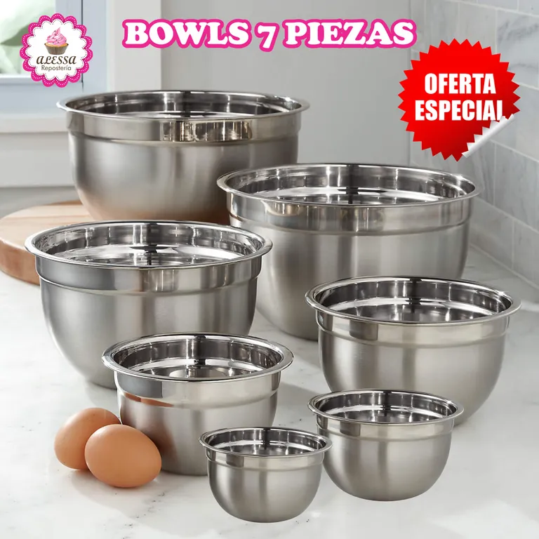 7 Bowls de Acero Inoxidable para Cocina Repostería de Alta Calidad ...