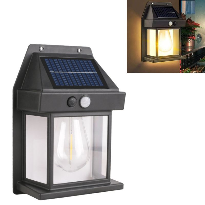 Lampara con Panel Solar de Pared Luz Calida Sensor de Movimiento ...