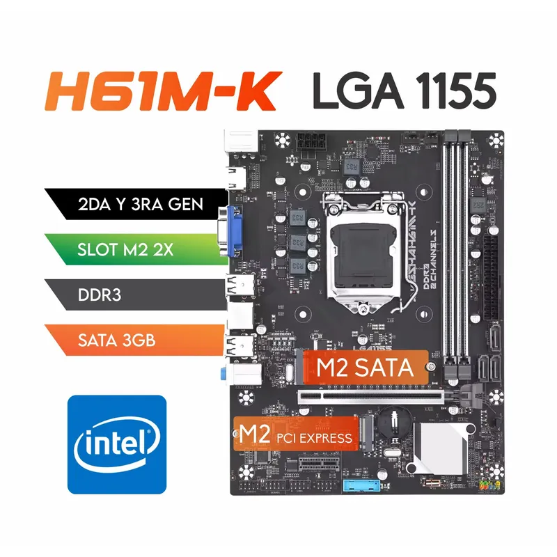 Placa Intel H61M Lga 1155 M.2. Ddr3 2da - 3ra Generacion GENERICO ...
