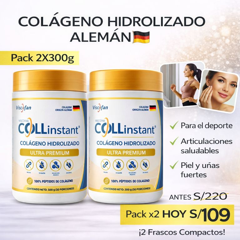 Colágeno Hidrolizado Alemán COLLinstant® Pack 300g x2 Ultra Premium 100 ...
