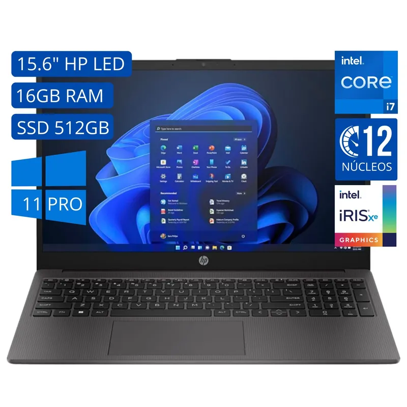 Laptop HP 250 G10, Intel core i7-13va Gen. Ram 16GB, SSD 512GB, 15.6 LED HD, Win 11 PRO HP ...