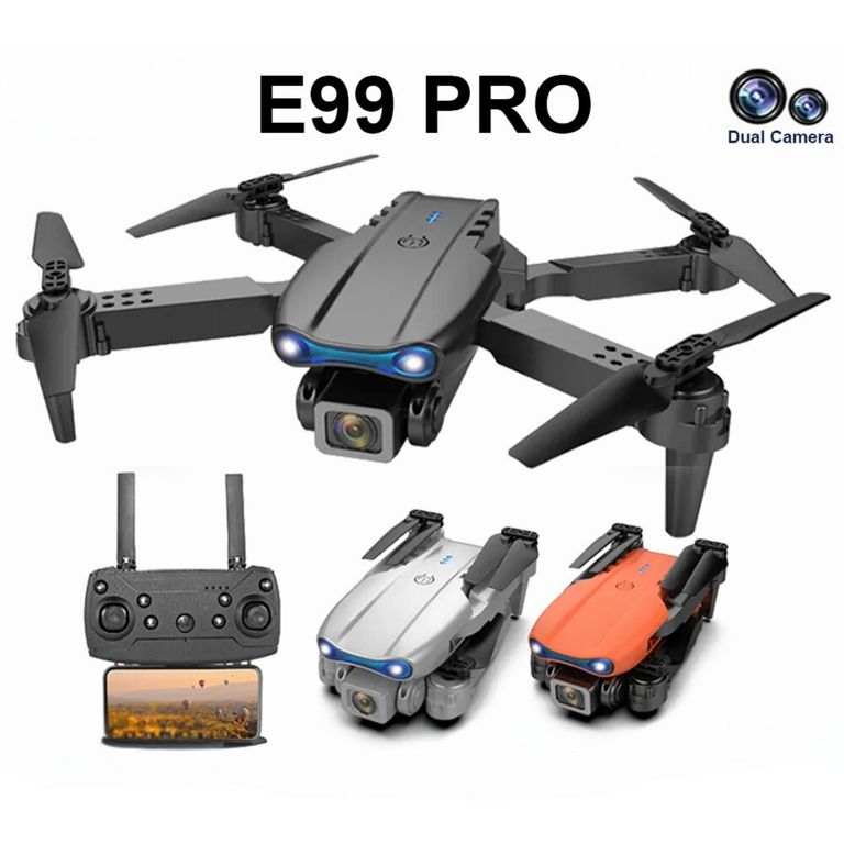DRONE E99 PRO Plegable con 2 Cámaras HD 4k Control Remoto y manual ...