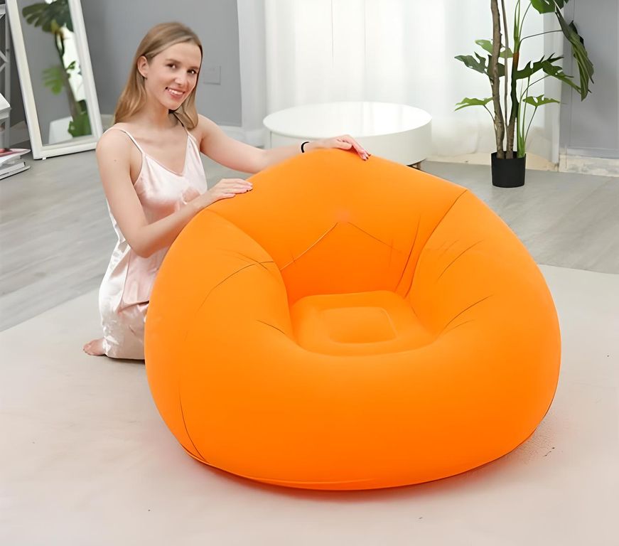 PUFF SILLÓN SOFÁ CAMA INFLABLE TERRAZA NARANJA 110X110X85 GENERICO ...