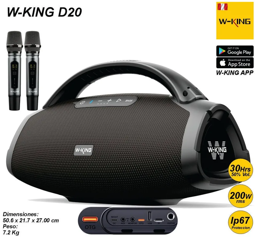 W-King D20 200W RMS Parlante Bluetooth 5.3 Portátil IP67 W King WKing W ...