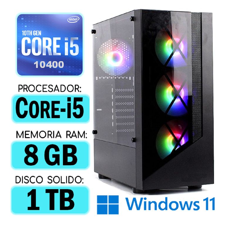 Computadora CPU RGB CORE i5-10400 RAM 8Gb SSD 1Tb Windows PC 10maGen ...