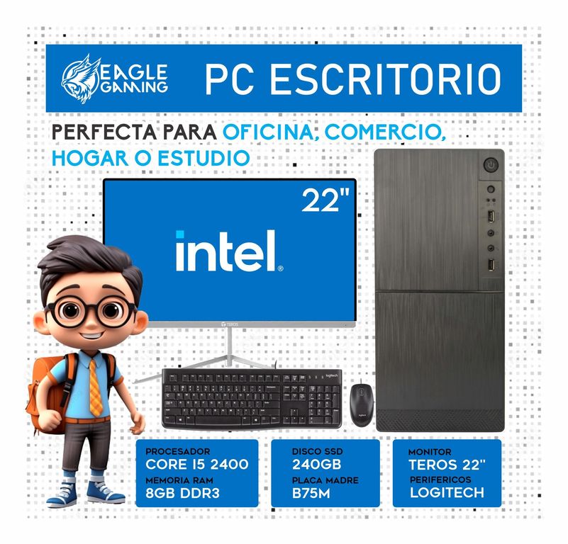 Computadora Pc Intel Core i5 2400 2DA GEN SSD 240GB RAM 8GB MONITOR DE ...
