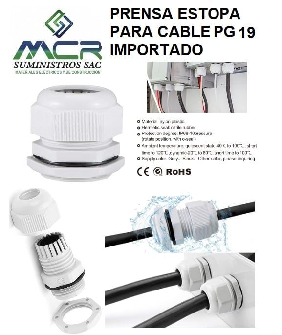 PRENSA ESTOPA PARA CABLE PG19 DIAMETRO DE 12-15MM PVC IMPORTADO ...