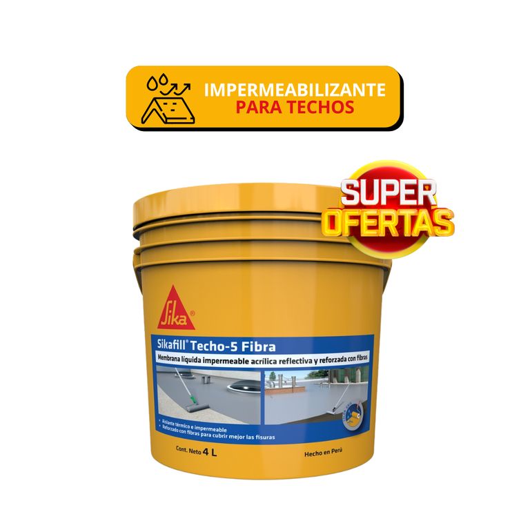 Impermeabilizante para Techos Sikafill Techo-5 Fibra Gris x 4L ...