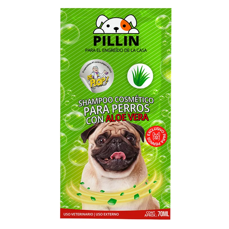 Shampoo con Aloe Vera Cosmético para Perro Mascota 5 Uni Pillin Plop ...