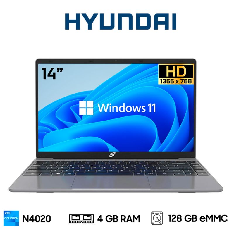 Laptop HYUNDAI Intel Celeron N4020 Windows 11 S 4GB RAM y 128GB SSD 14. ...
