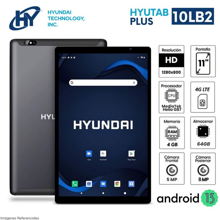 Tablet HYUNDAI 10.1 Conectividad 4G LTE 64GB RAM 4GB Cámara 8MP HYTAB ...