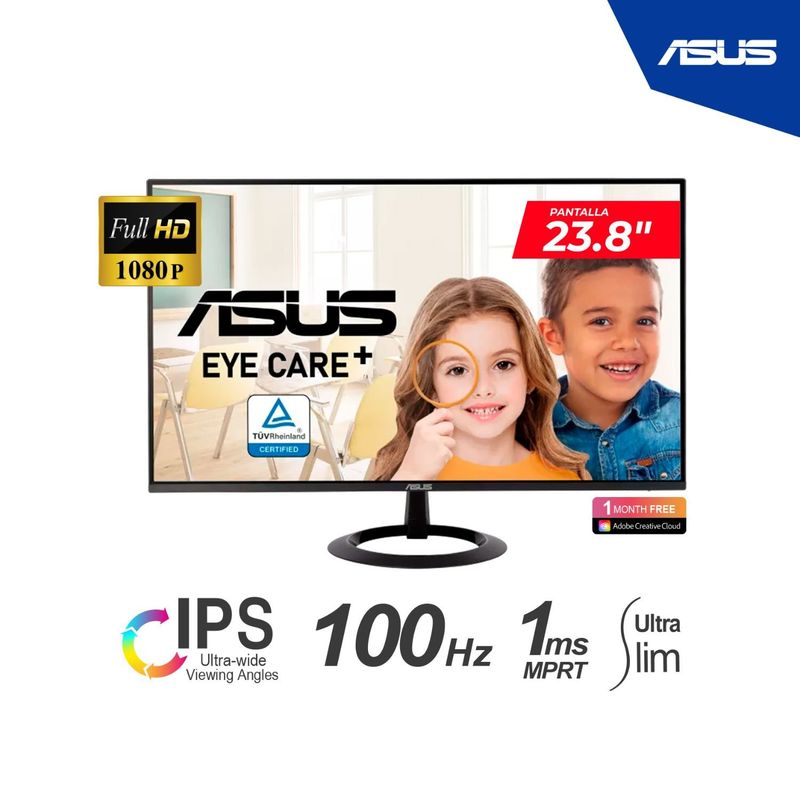 MONITOR ASUS VZ24EHF 238 FHD IPS 1920x1080 100Hz 1ms HDMI Negro ASUS ...