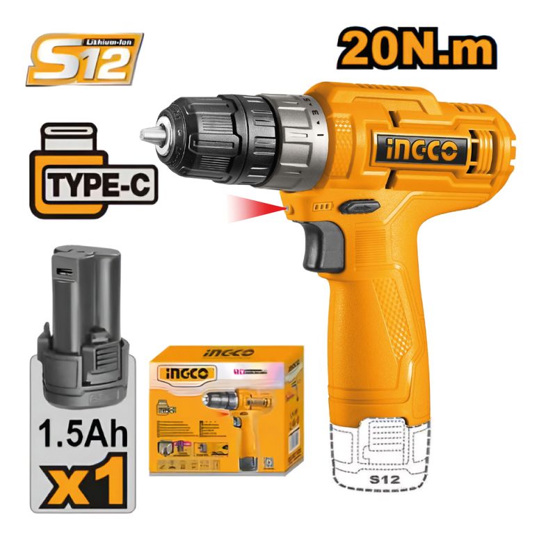 TALADRO ATORNILLADOR INALÁMBRICO INGCO 12V CDLI12428 INGCO TOOLS ...