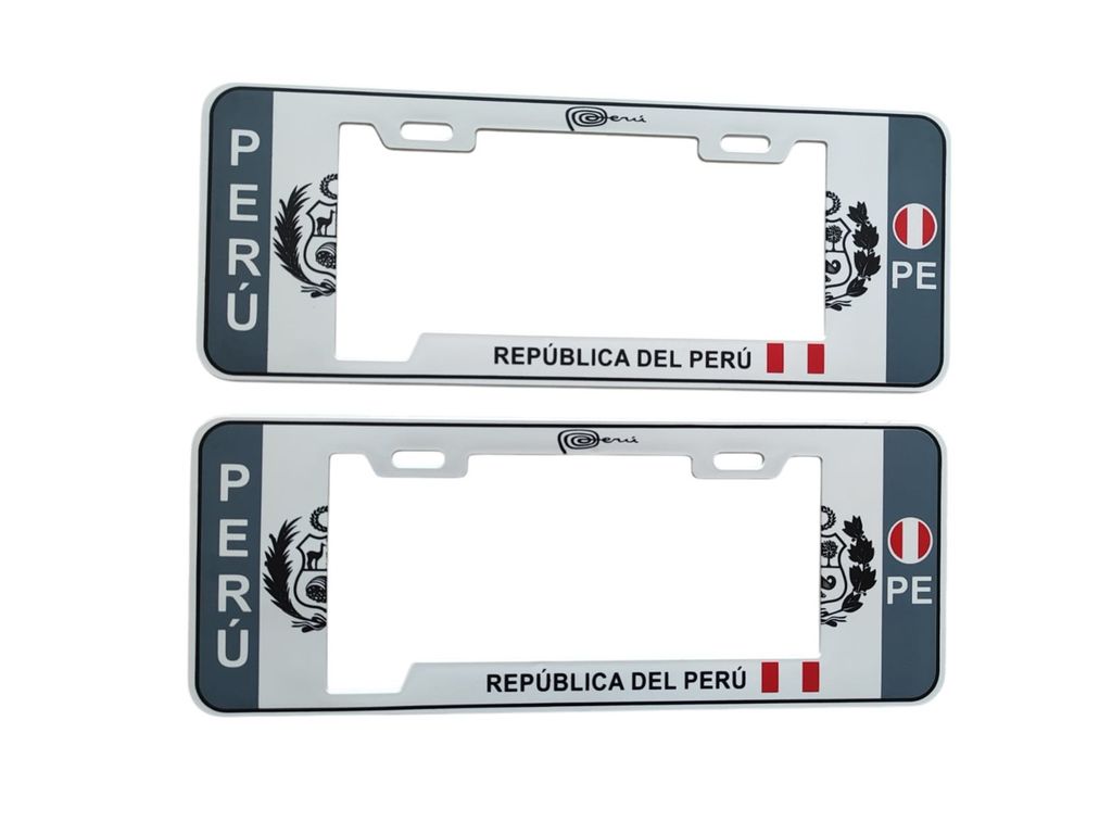 Porta Placa Modelo Europeo Escudo Perú Blanco | Sodimac Perú