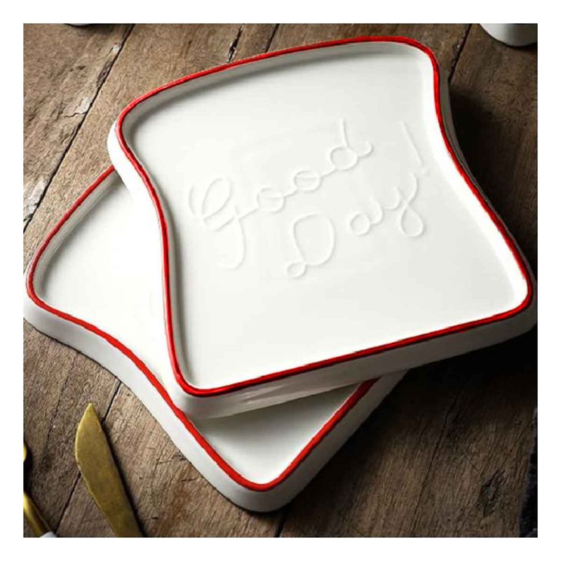 Plato de Ceramica de Pan Tostada de Color Rojo RYBIU IMPORT | falabella.com
