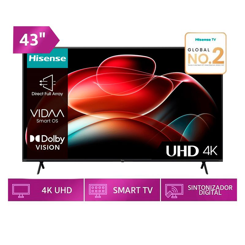 Televisor HISENSE 4K ULTRA HD 43 Smart TV ALEXA Integrado 43A6K HISENSE | falabella.com