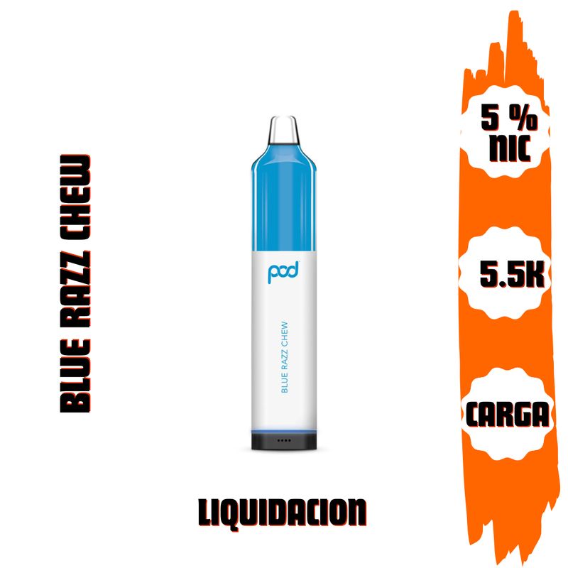 Pod Mech Uv2 5500 Puff - Blue Razz Chew Vape Desechable GENERICO ...