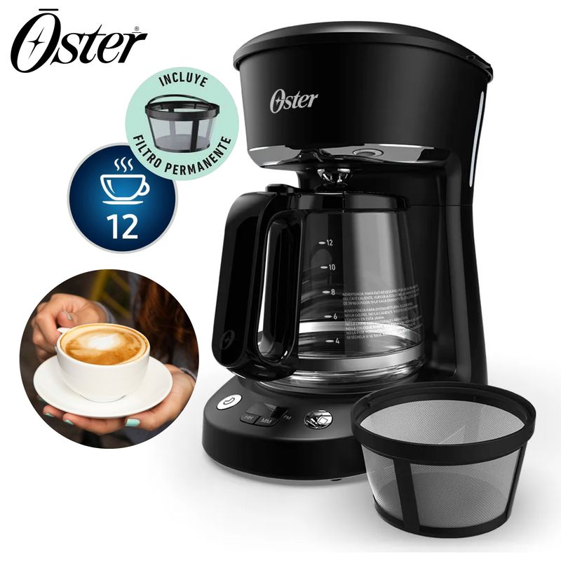 Cafetera Oster programable de 12 tazas con auto apagado BVSTDCP12B ...