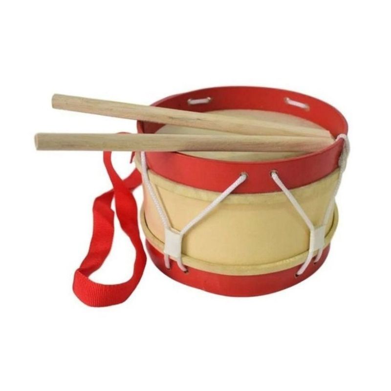 Tambor Infantil de Madera con Baquetas y Correa Rojo GENERICO ...