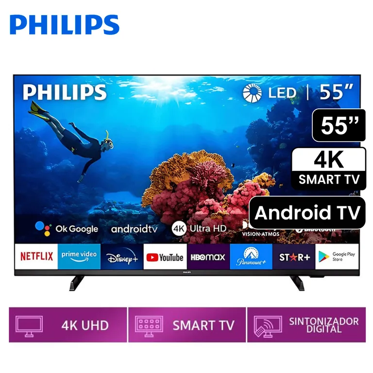 Televisor PHILIPS LED 55 Pulg UHD 4K Smart Tv 55PUD7406 PHILIPS | falabella.com