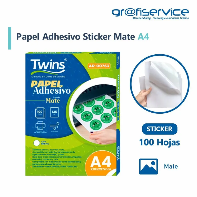 Papel Adhesivo Sticker Mate A4 Twins 100h 135g GENERICO | falabella.com