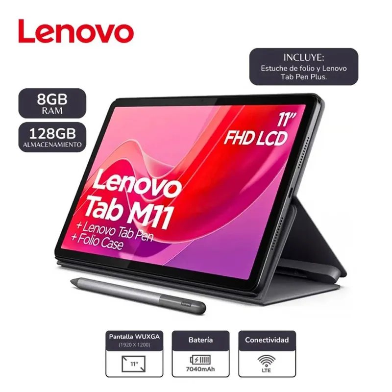 LENOVO TAB M11 8GB RAM-128GB 4G ANDROID LUNA GREY LENOVO | falabella.com