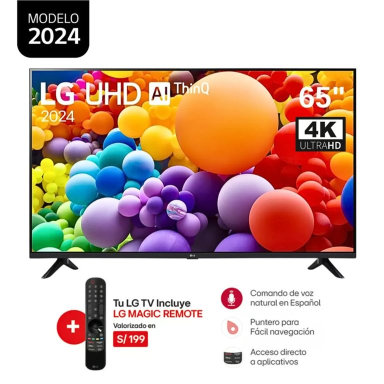 Televisor 65" LG UHD 4K UT7300 Modelo 2024 | Sodimac Perú