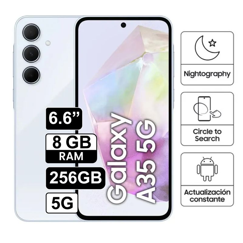 Celular Libre Samsung Galaxy A35 66 256GB 8GB RAM Celeste SAMSUNG ...