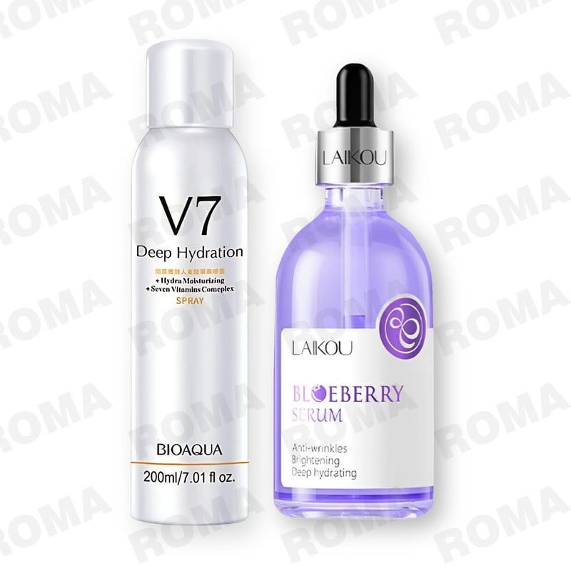 PACK SPRAY FACIAL ACLARANTE V7 BIOAQUA Y SERUM BLUEBERRY LAIKOU 100ML ...