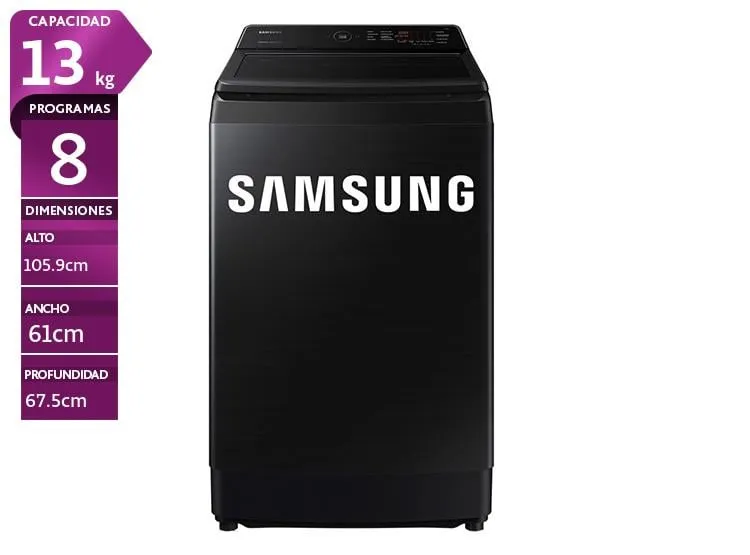 LAVADORA SAMSUNG 13 KG CARGA SUPERIOR ECOBUBBLE WA13CG5441BVPE NEGRO ...