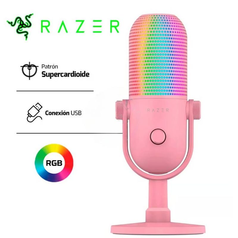 MICROFONO RAZER SEIREN V3 CHROMA QUARTZ PINK RAZER | falabella.com