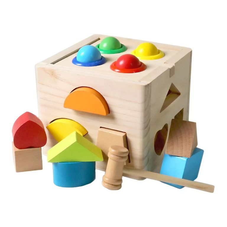 Cubo De Encaje De Figuras Geométricas Y Martillo Didáctico GENERICO | falabella.com