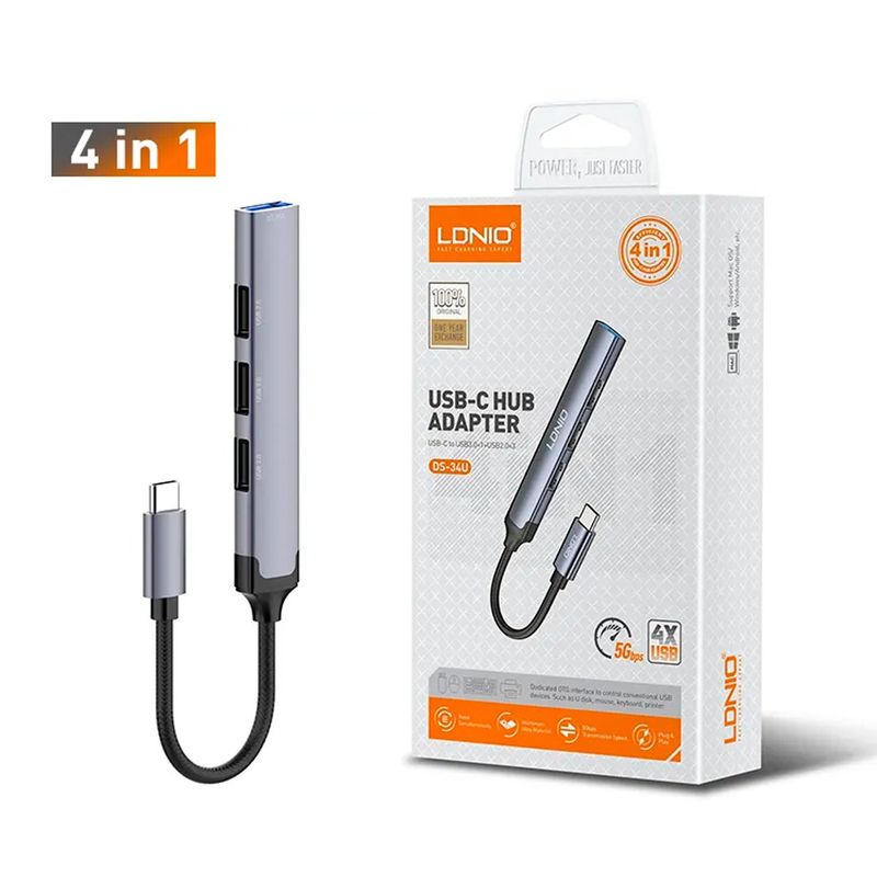 Hub Usb Extensión 4 En 1 Ldnio DS-34U Tipo C LDNIO | falabella.com