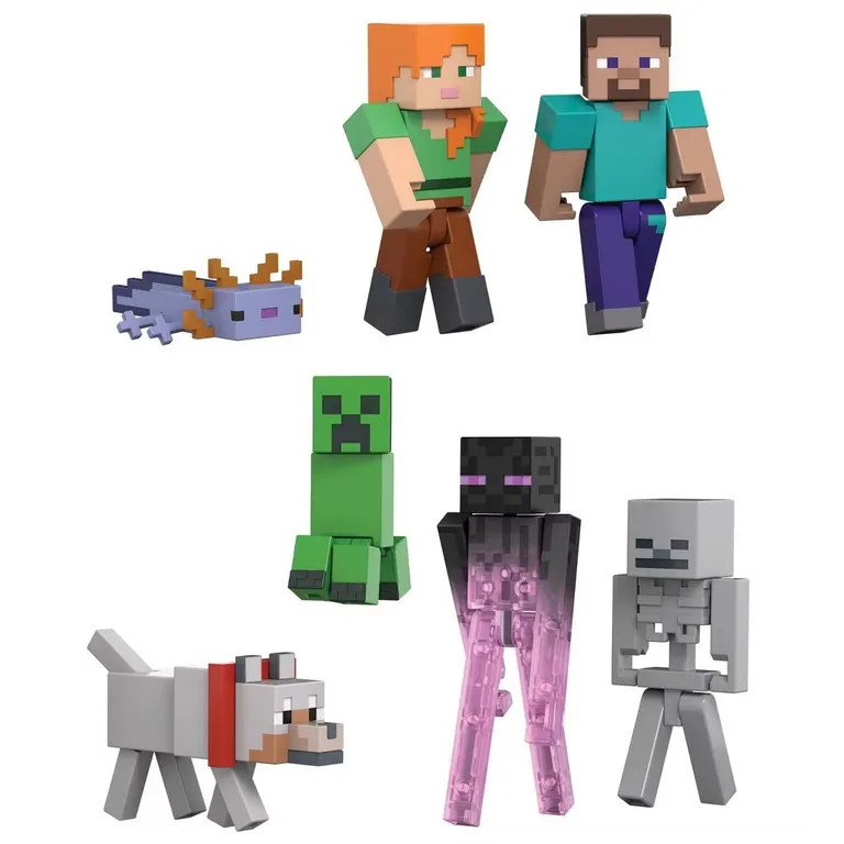 Set 7 Figuras Storypack Steve & Alex Creeper Enderman MINECRAFT ...