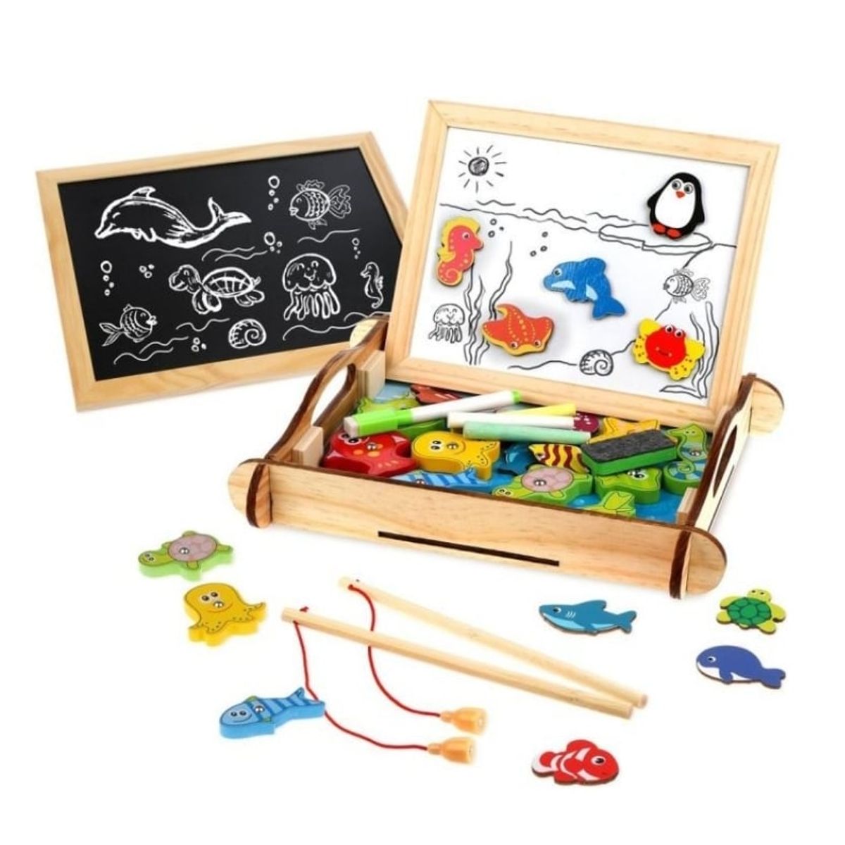 Pizarra didáctica Magnética Montessori - 2 en 1: Pesca y dibuja ...