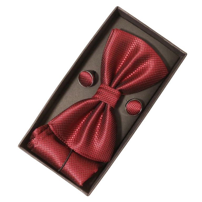 Set Houston Corbata Michi Pañuelo y Gemelos Burgundy KAST PE ...