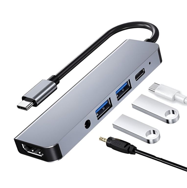 Adaptador 5 en 1 Tipo C a HDMI 35mm USB 3X2 PD SEISA SEISA | falabella.com