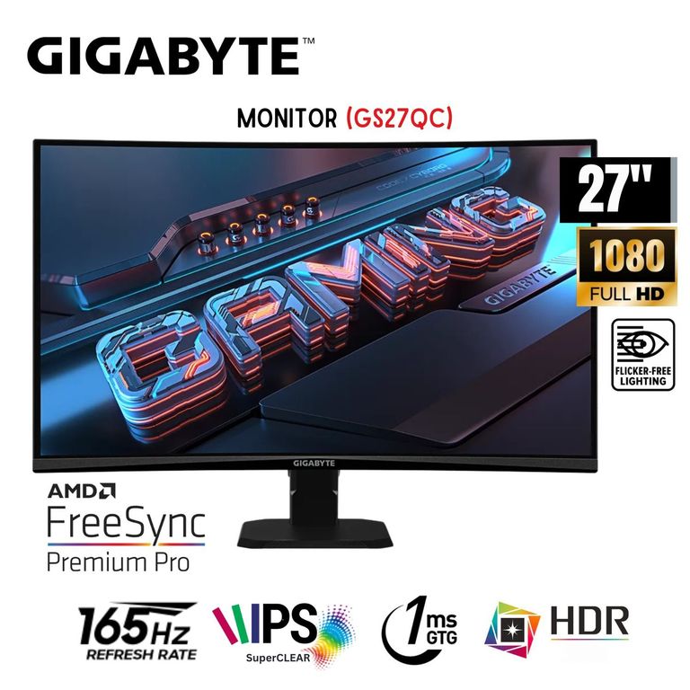 Monitor Curvo Gigabyte GS27QC 27" Pulg QHD 165Hz FreeSync y HDR ...