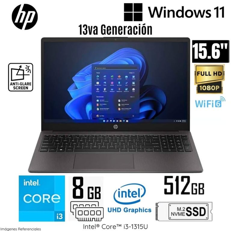 Laptop HP 250 G10 Intel Core i3-1315U 8GB RAM 512GB SSD 15.6" HD ...