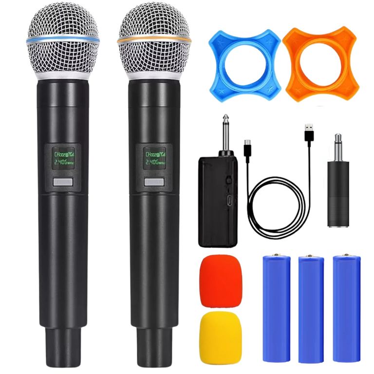 Micrófonos Inalámbricos Con Receptor Uhf Recargables Karaoke SANC ...